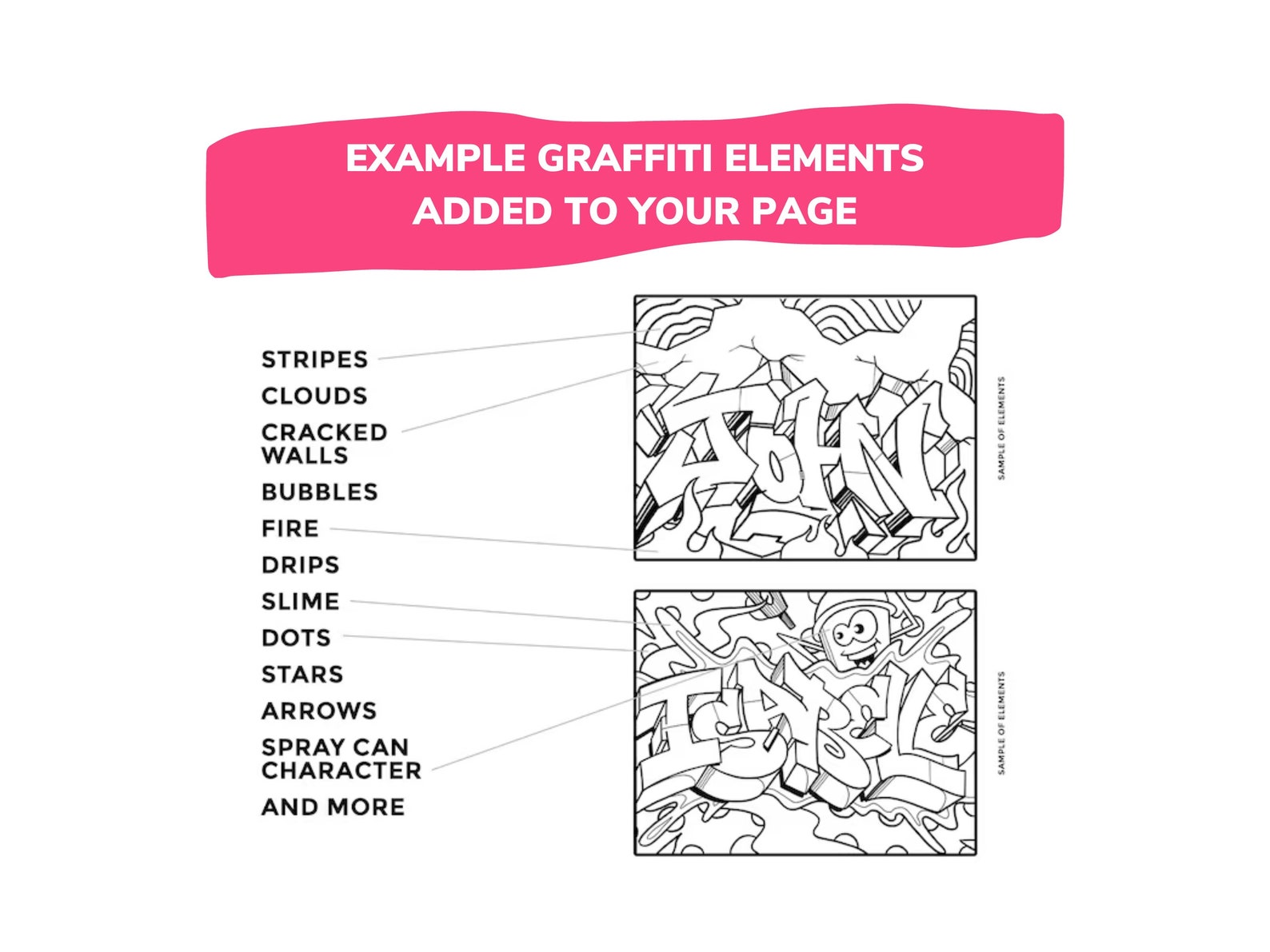 DOWNLOADABLE - Personalized Graffiti Coloring Page XL Size Vectorized ...