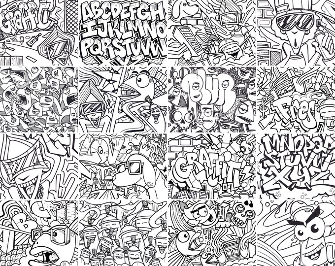DOWNLOADABLE - Personalized Graffiti Coloring Page XL Size Vectorized ...