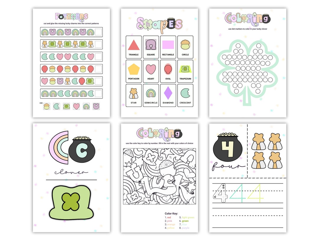 Paddy's Lucky Charms Toddler Worksheets / Downloadable File / Digital ...