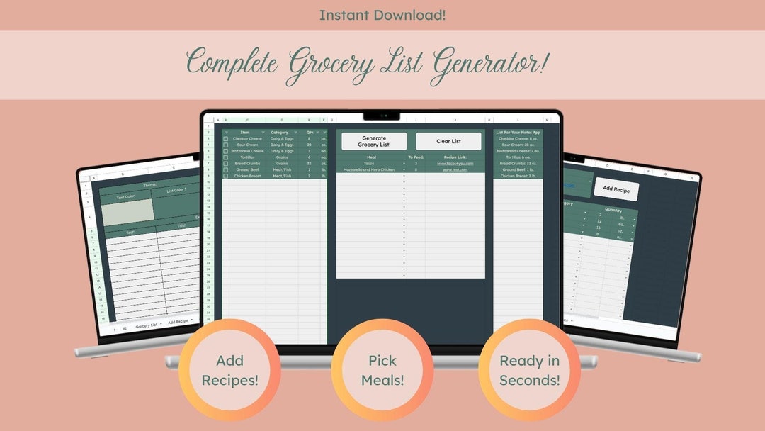 Grocery List Maker Ultimate Meal Planner Sheet Complete Google Grocery ...