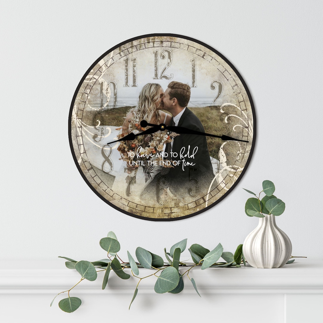 Personalized Anniversary Gift for Couple, Big Custom Photo Wall Clock ...