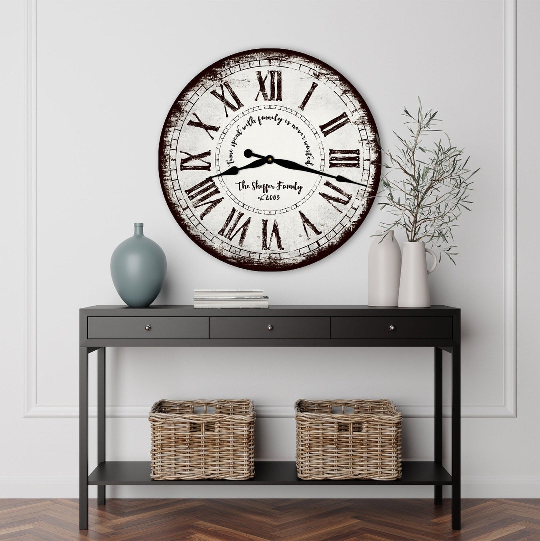 Rustic Personalized 18 Inch Clock Custom Wedding Bridal Baby Shower ...