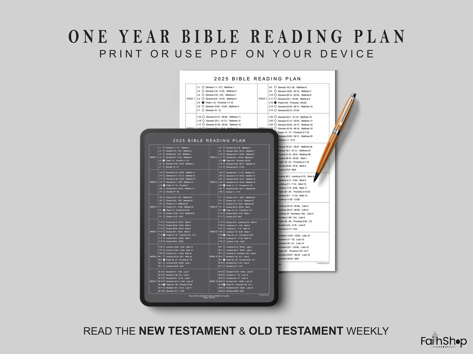 2025 Printable One Year Bible Reading Plan, 52 Week Bible Reading Plan ...