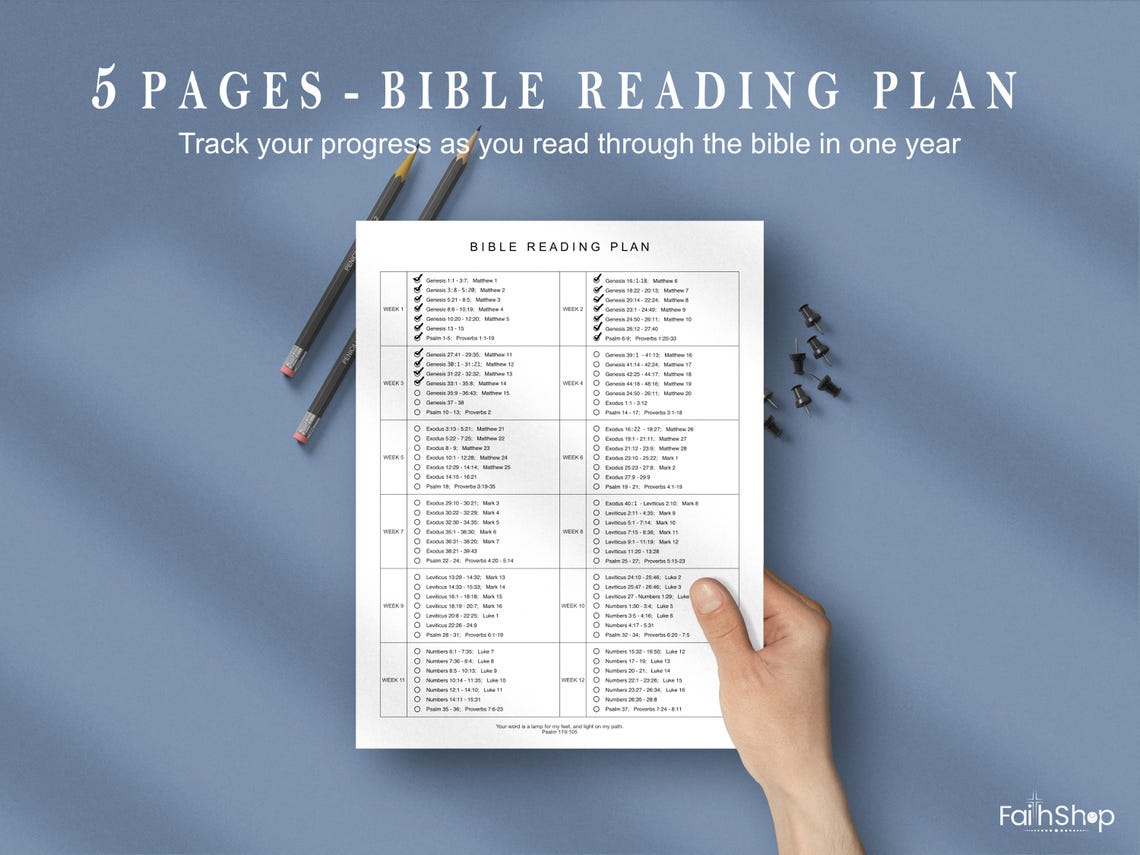 Printable One Year Bible Reading Plan, 52 Week Bible Reading Plan ...