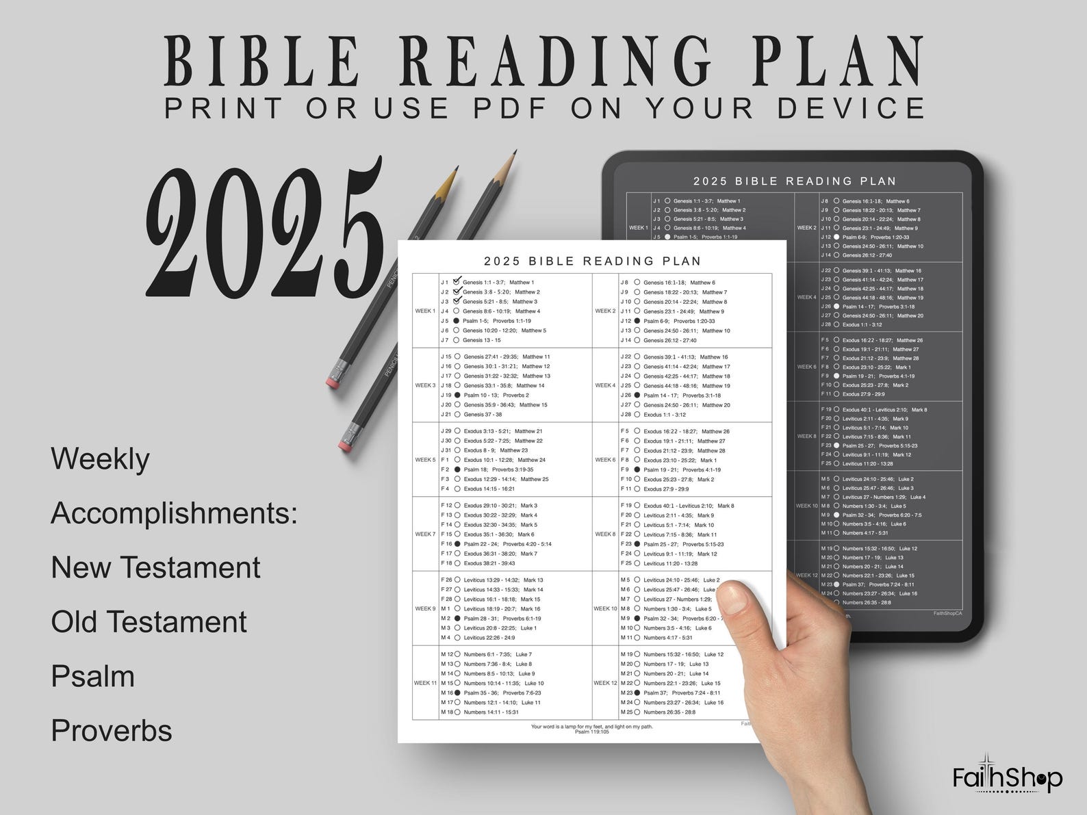 2025 Printable One Year Bible Reading Plan, 52 Week Bible Reading Plan ...