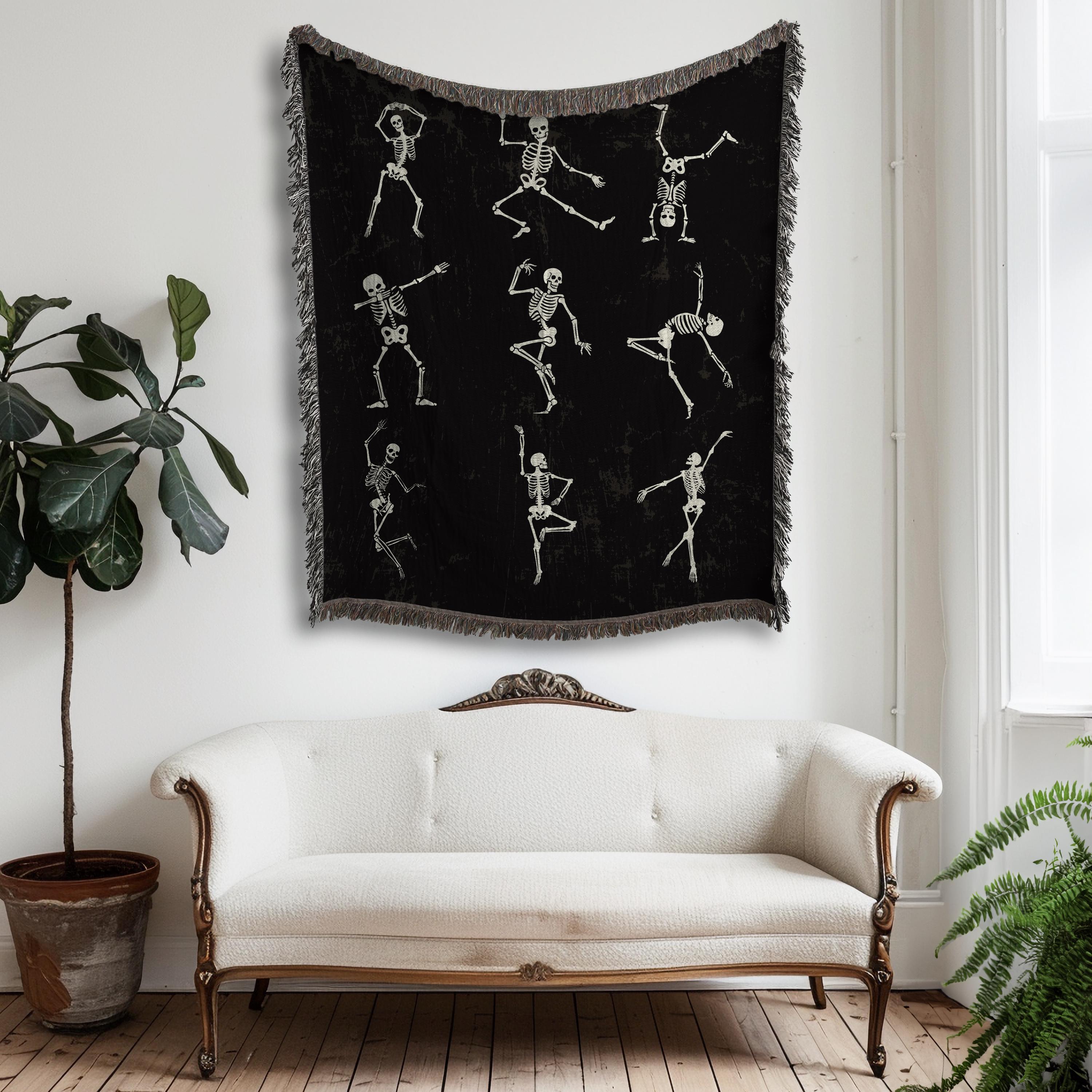 Dancing Skeletons Woven Blanket Halloween Tapestry Blanket,vintage ...
