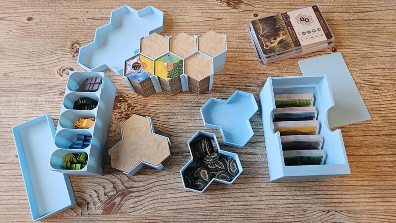 Cascadia + Landmarks Board Game Insert: Fits Sleeved Cards With No Lid ...
