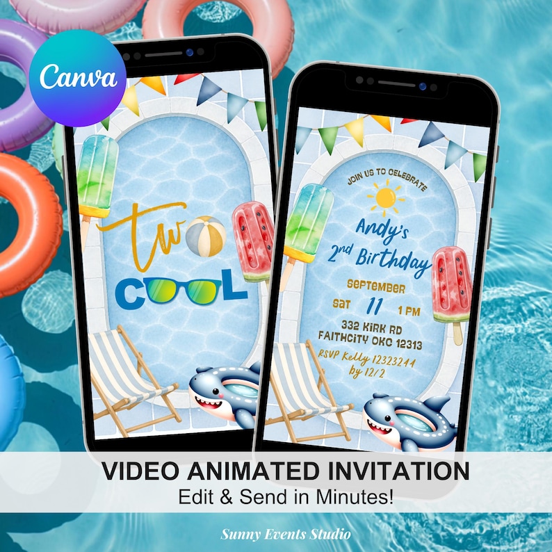 TWO COOL Popsicle Pool Birthday Party Invitation, Summer Pool Party ...