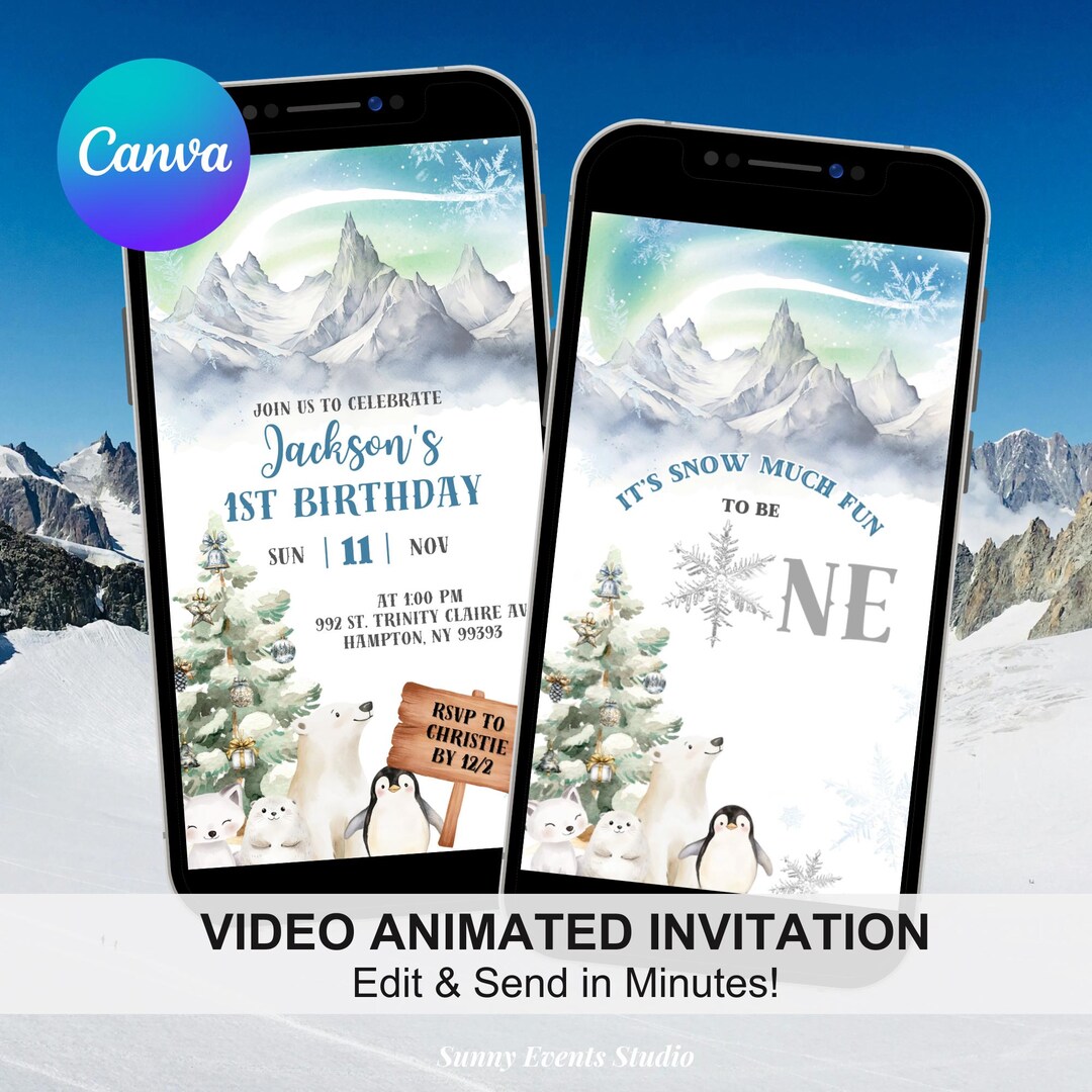 Snow Much Fun Boy First Birthday Invitation, Snowy Mountain 1st ...
