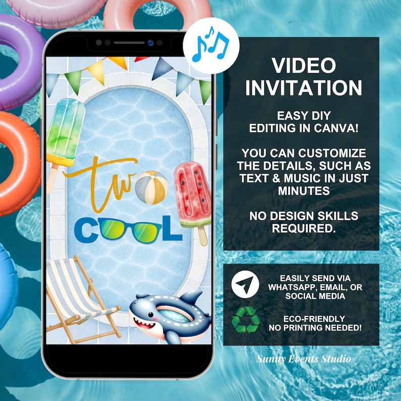 TWO COOL Popsicle Pool Birthday Party Invitation, Summer Pool Party ...