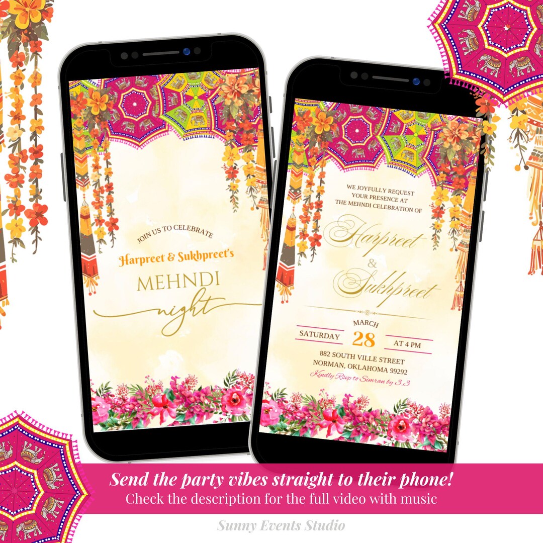 Animated Mehndi, Mehendi, Mendi Video Invitation, Dholki Animated ...