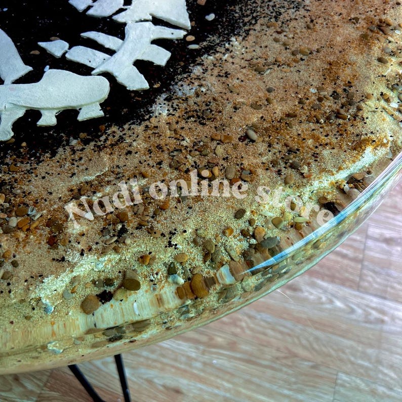 Dinosaur Fossil Resin Coffee Table – Handmade Epoxy Prehistoric Art ...