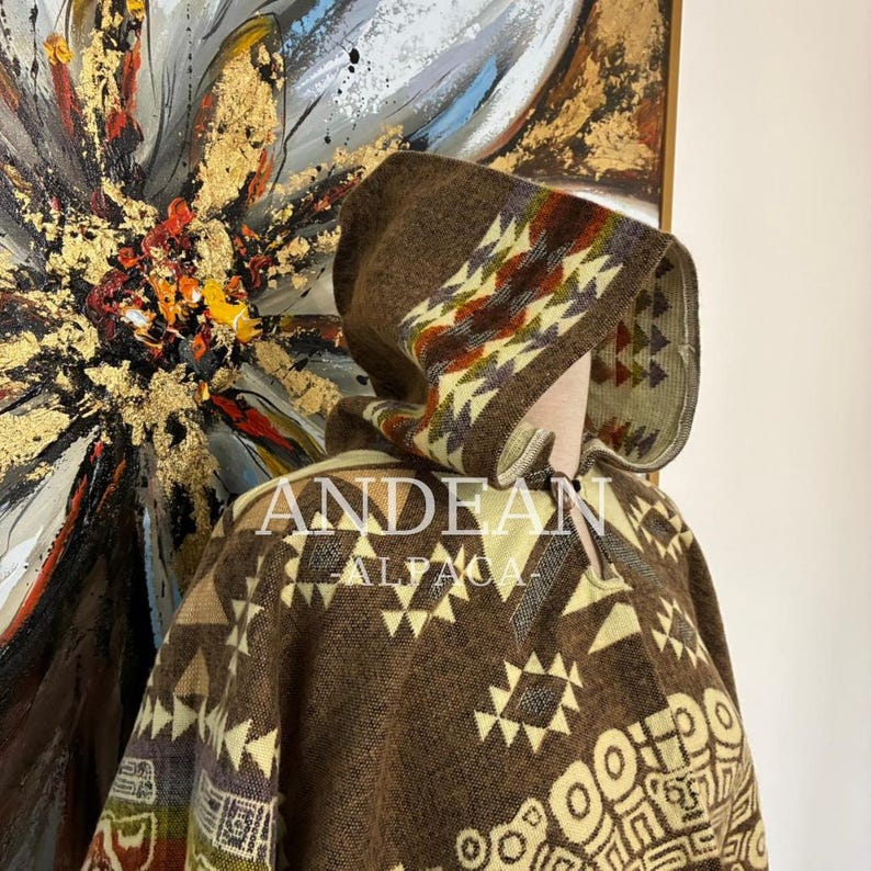 Handmade Inca Poncho With Hood / Warm Unisex Peruvian Alpaca Wool ...