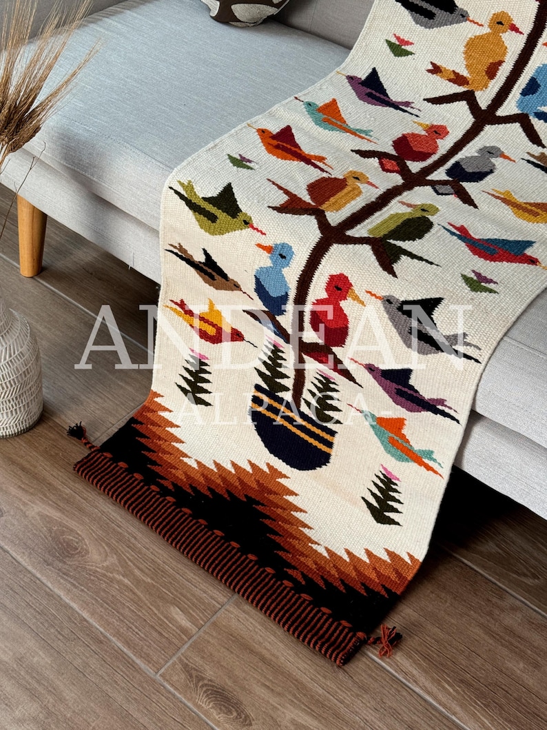 Tapiz del Árbol de la Felicidad tejido a mano: tapiz textil peruano ...