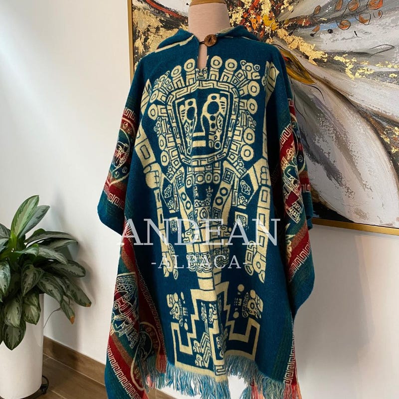 Peruvian Poncho Men Blue - Etsy