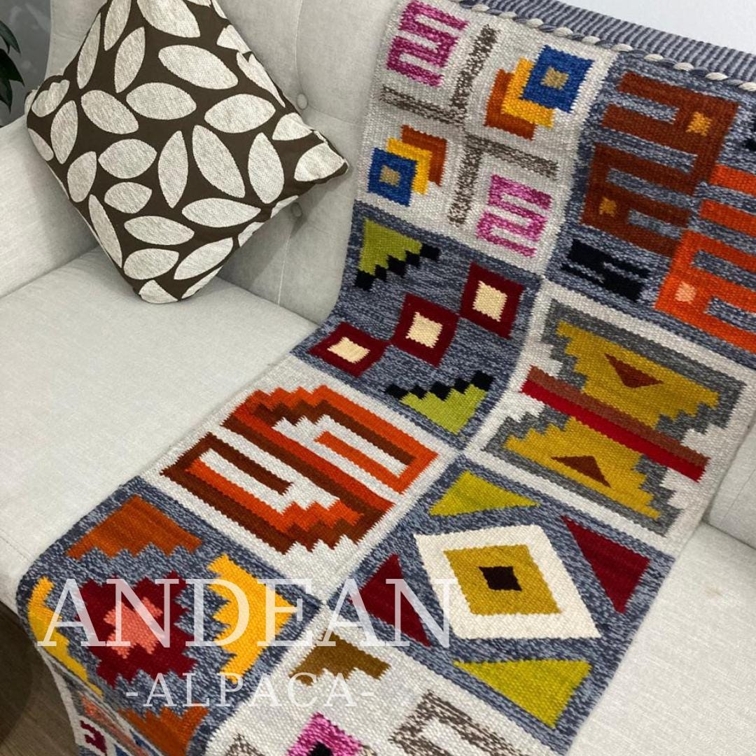 Handwoven Inca Tapestry Wall Hanging – Grey Andean Calendar Textile ...