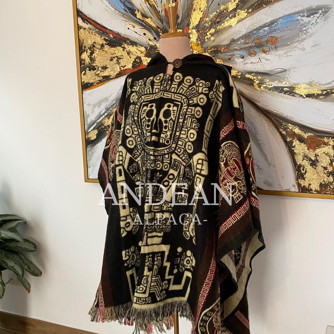 Handmade Inca Poncho With Hood / Warm Unisex Peruvian Alpaca Wool ...