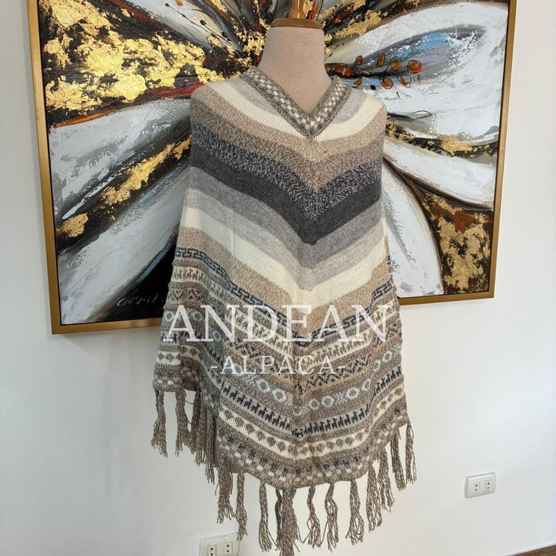 Handmade Peruvian Poncho / Warm Unisex Peruvian Alpaca Wool Poncho ...