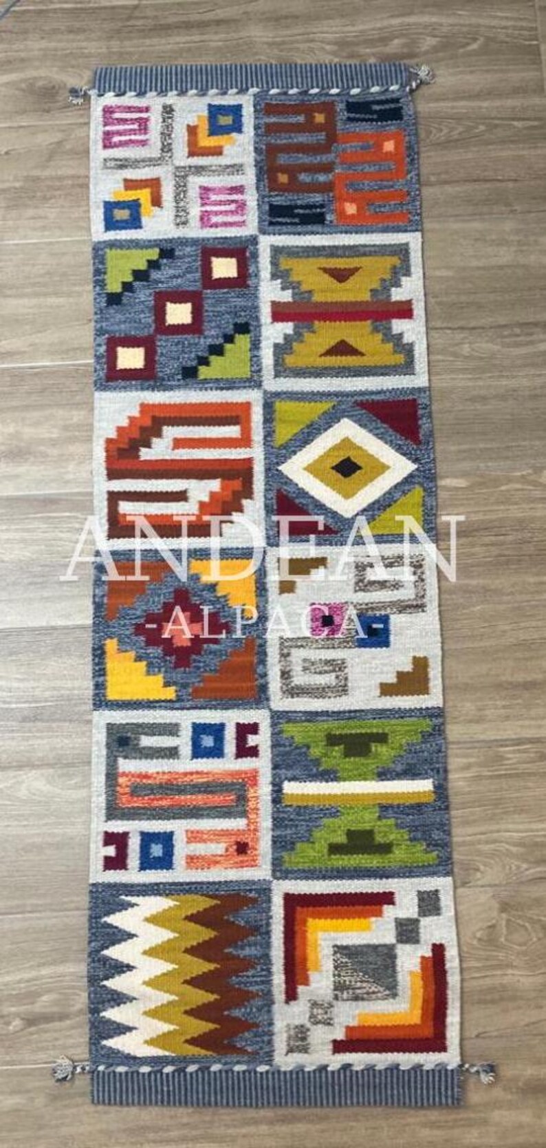 Handwoven Inca Tapestry Wall Hanging – Grey Andean Calendar Textile ...