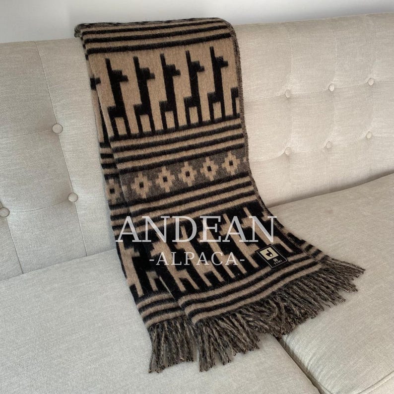 Manta de lana de alpaca / Manta peruana hecha a mano / Regalo suave y ...