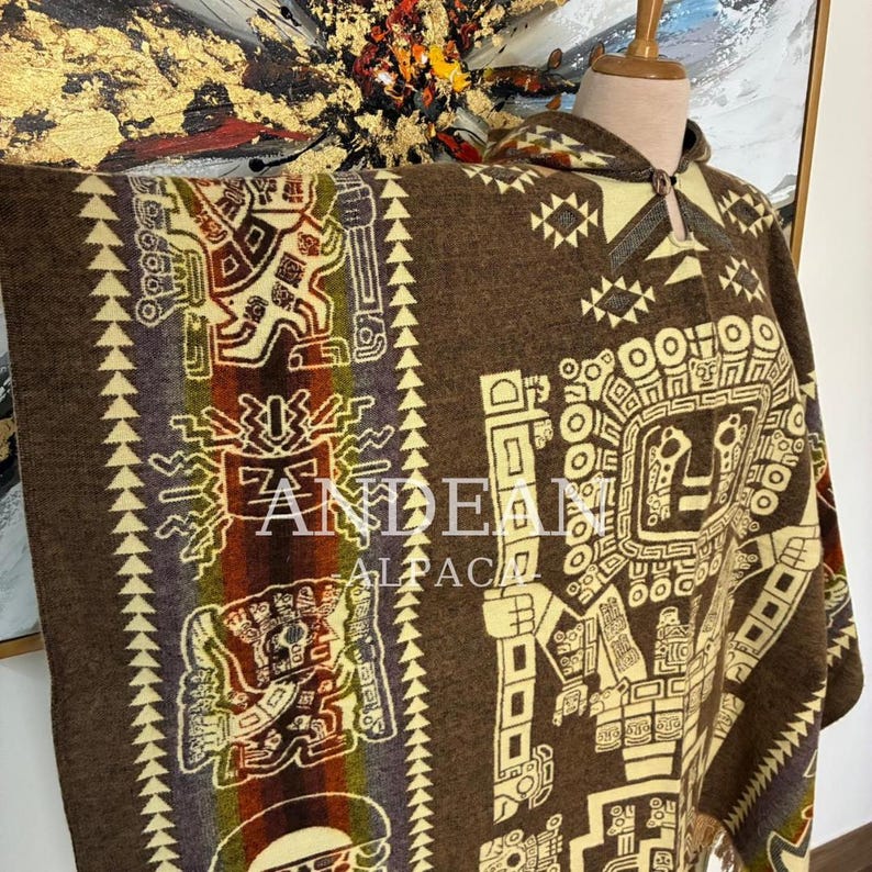 Handmade Inca Poncho With Hood / Warm Unisex Peruvian Alpaca Wool ...