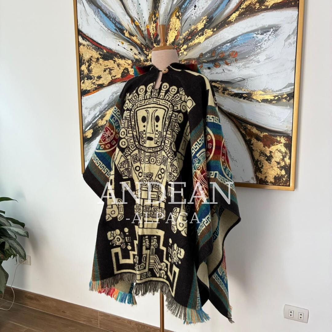 Handmade Inca Poncho With Hood / Warm Unisex Peruvian Alpaca Wool ...