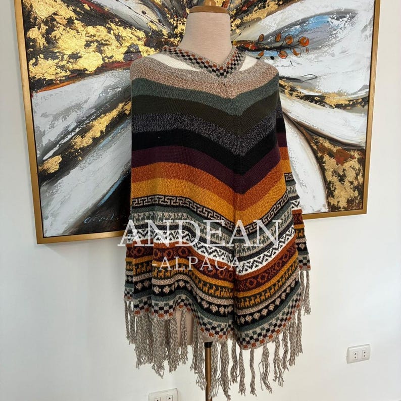 Handmade Peruvian Poncho / Warm Unisex Peruvian Alpaca Wool Poncho ...