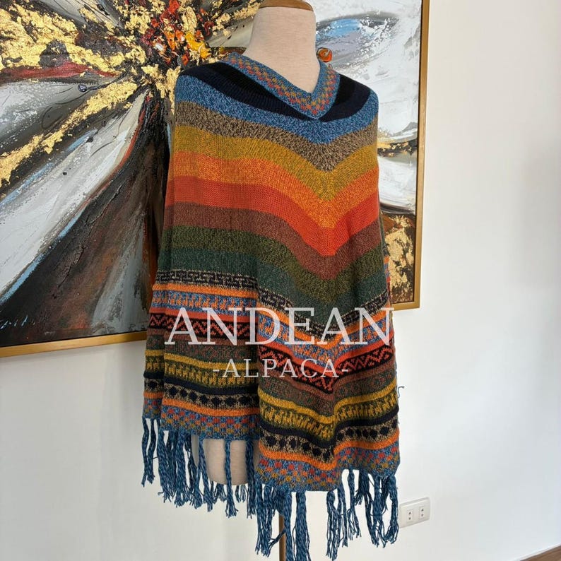 Handmade Peruvian Poncho / Warm Unisex Peruvian Alpaca Wool Poncho ...