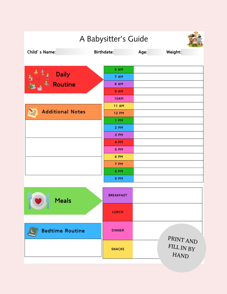 A Babysitter's Guide - Etsy
