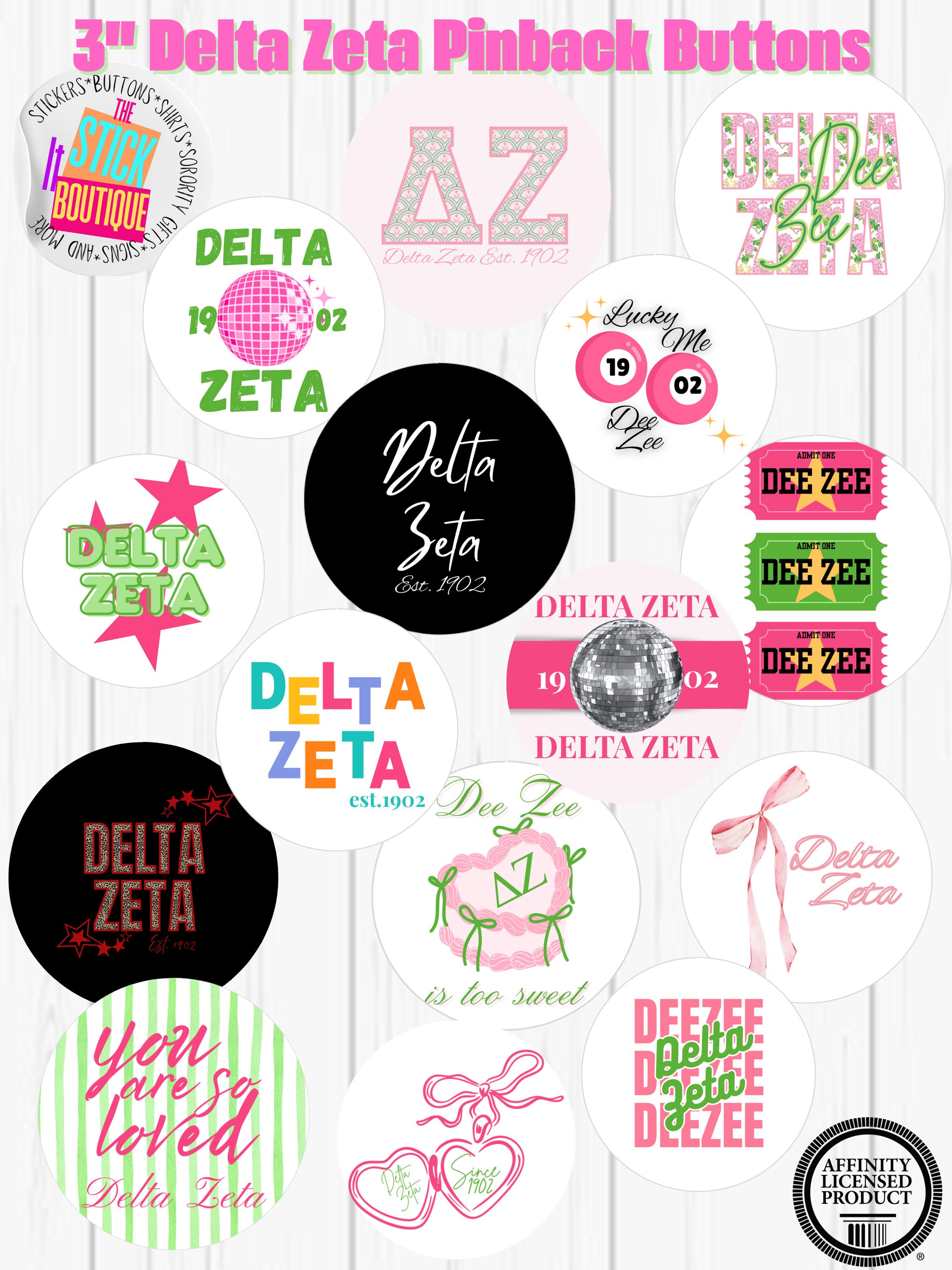 Licensed Delta Zeta Sorority Buttons | Cute Dz Game Day Accessories ...