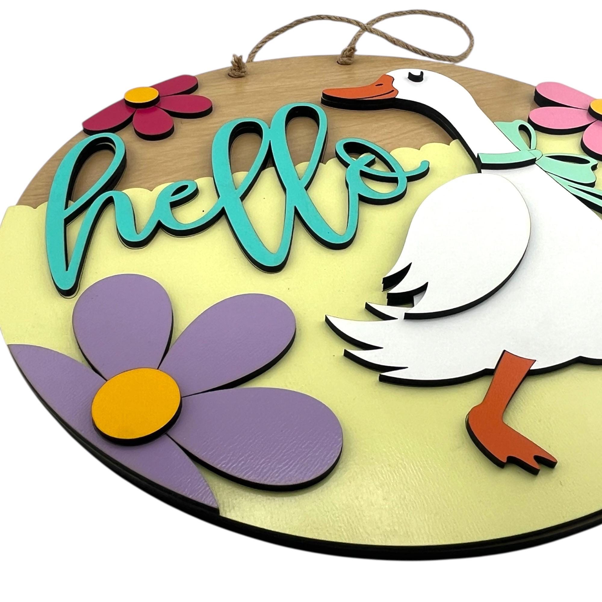 Hello Goose Spring Door Hanger | Farmhouse Welcome Sign - Etsy