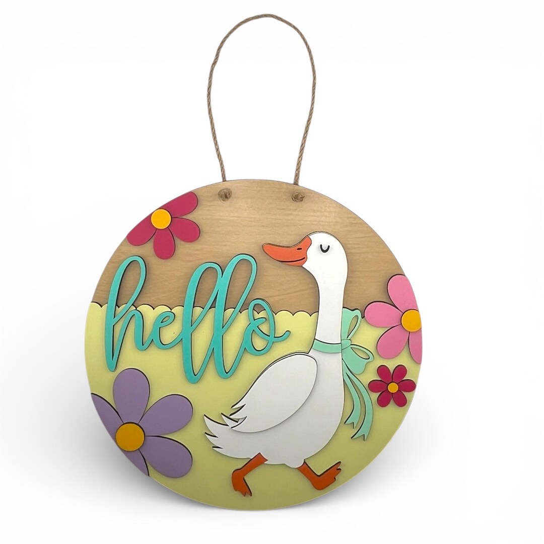 Hello Goose Spring Door Hanger | Farmhouse Welcome Sign - Etsy