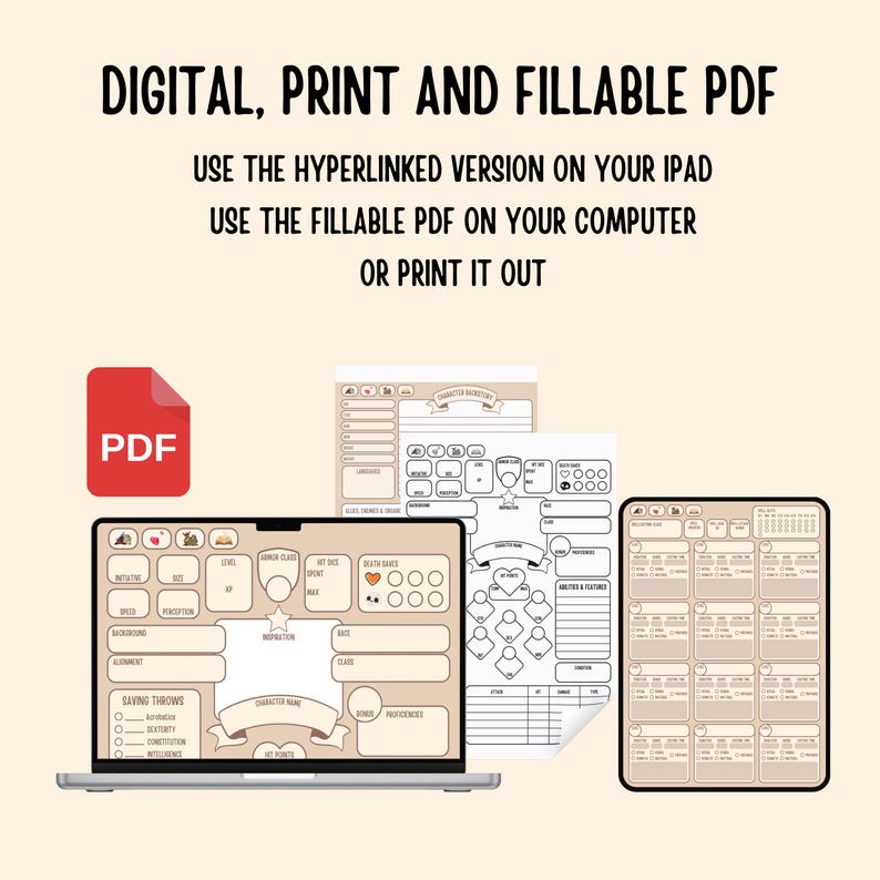 Dnd 5E Character Sheet, Dungeons and Dragons Form Fillable Character ...