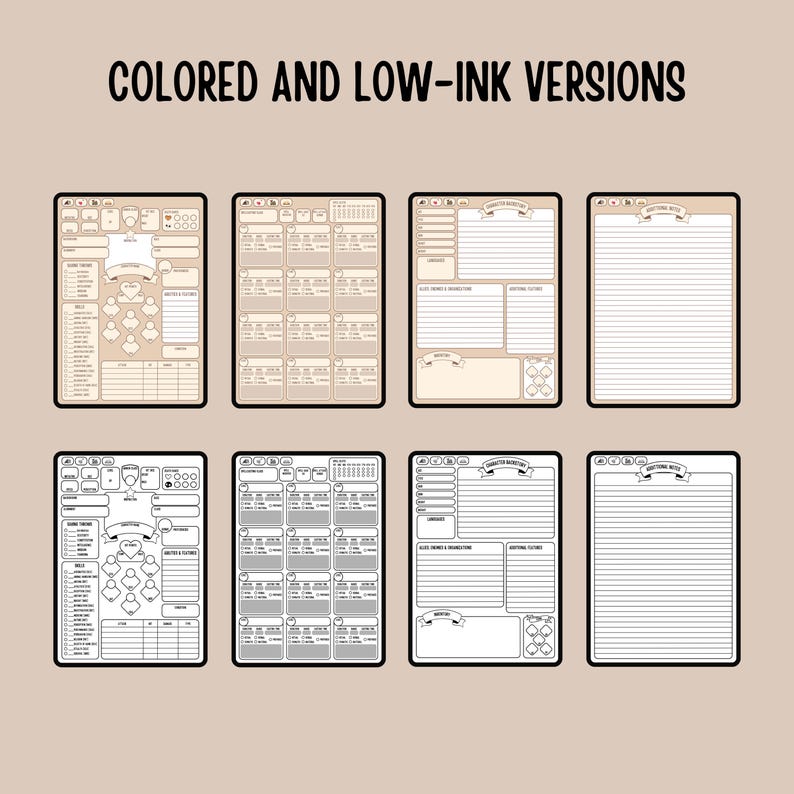 Dnd 5E Character Sheet Digital Download, Dungeons and Dragons, RPG ...