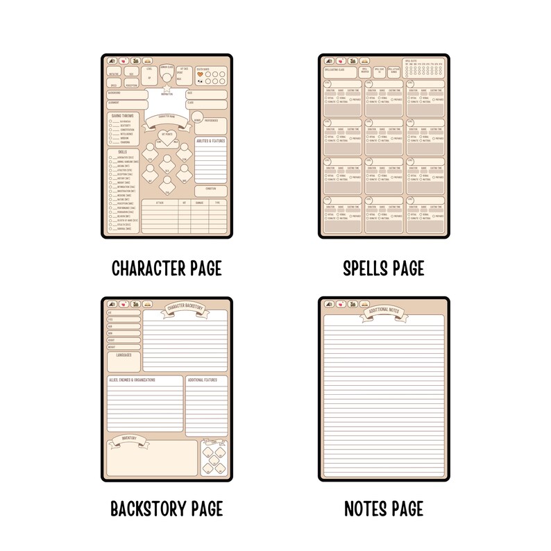 Dnd 5E Character Sheet Digital Download, Dungeons and Dragons, RPG ...