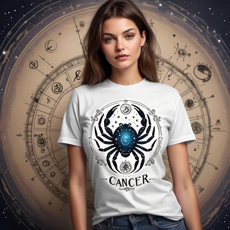 Fantasy - Dreamy - Retro Astrological Zodiac Sign CANCER T-shirt Design ...