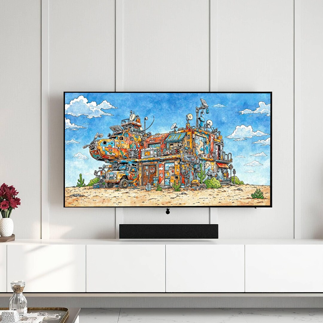 Post Apocalyptic House, Cartoon Style, Watercolor Tv Frame, Borderlands ...