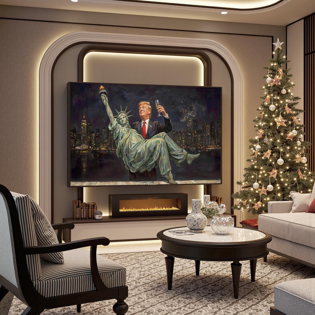 Donald Trump Toasts With Statue of Liberty, Happy New Year 2025, New ...