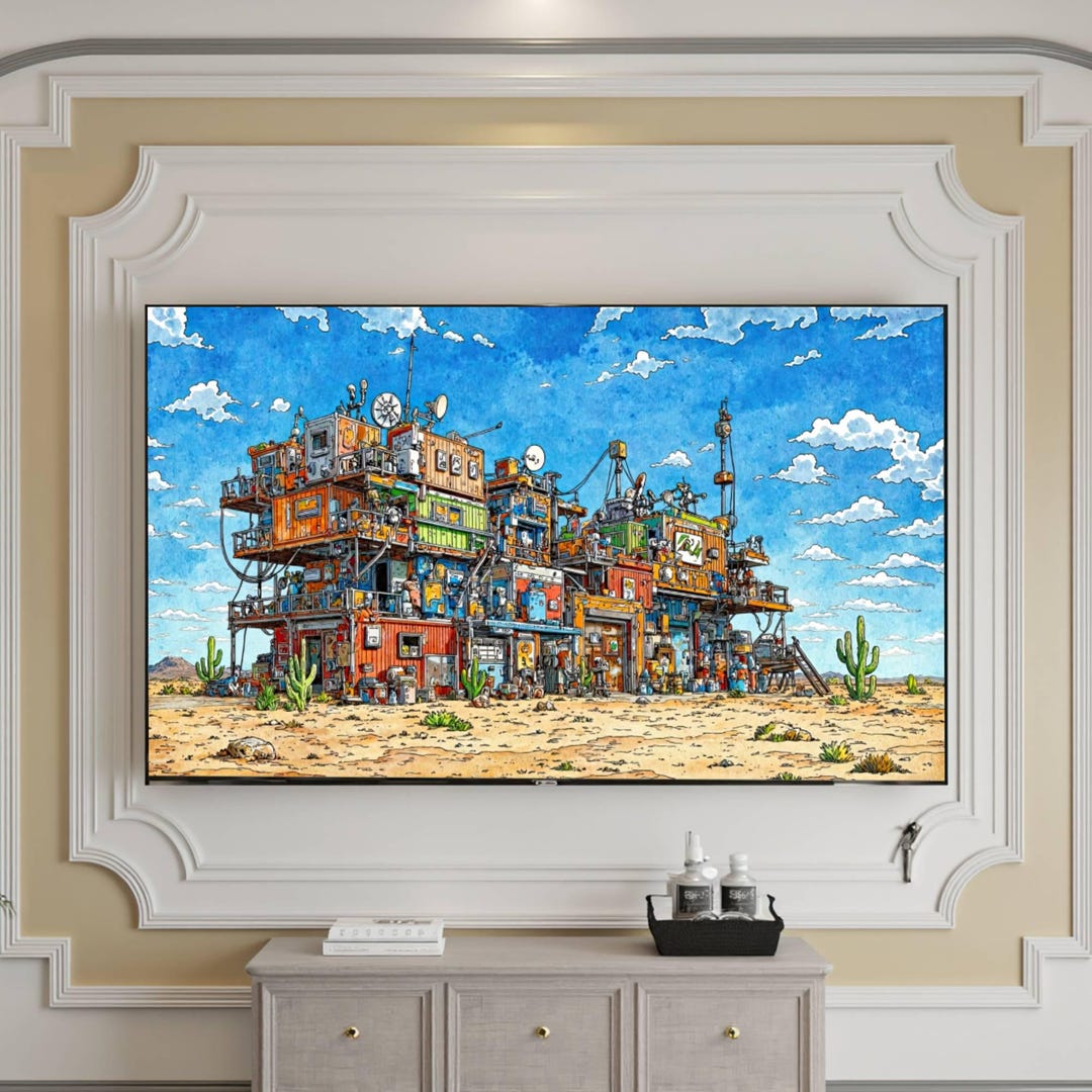 Post Apocalyptic Container, Cartoon Style, Watercolor Tv Frame ...