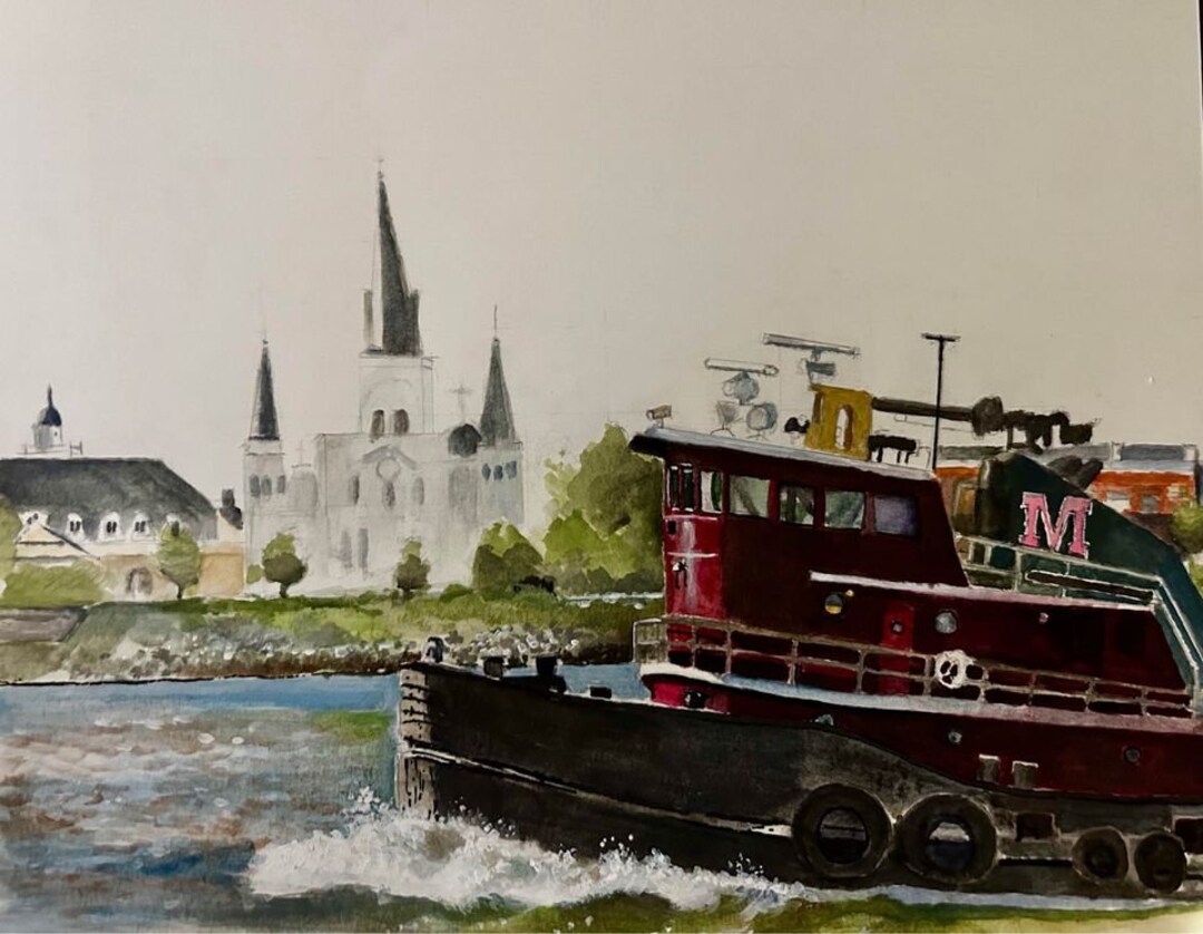 Red Tugboat Painting, 11 X 14 Watercolor on Paper Hand-painted by Me ...
