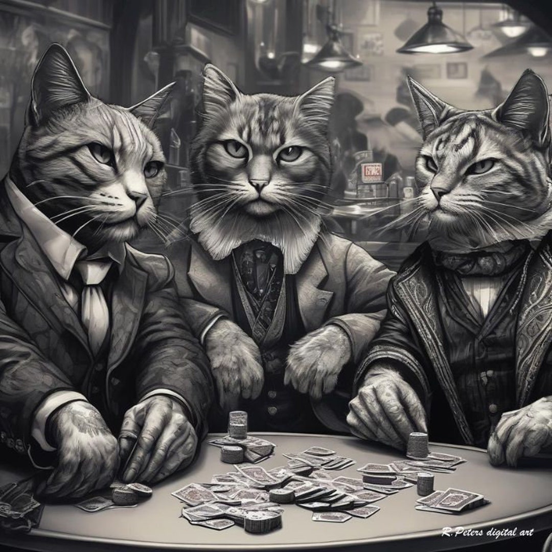 Cat Poker Face Art Print: High-resolution Digital Download - Etsy