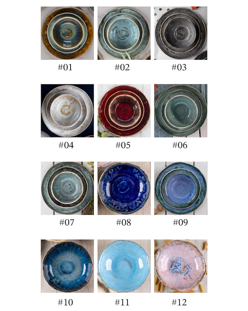 Handmade Stoneware Plate & Bowl Set for One, 2-piece Dessert Plate ...