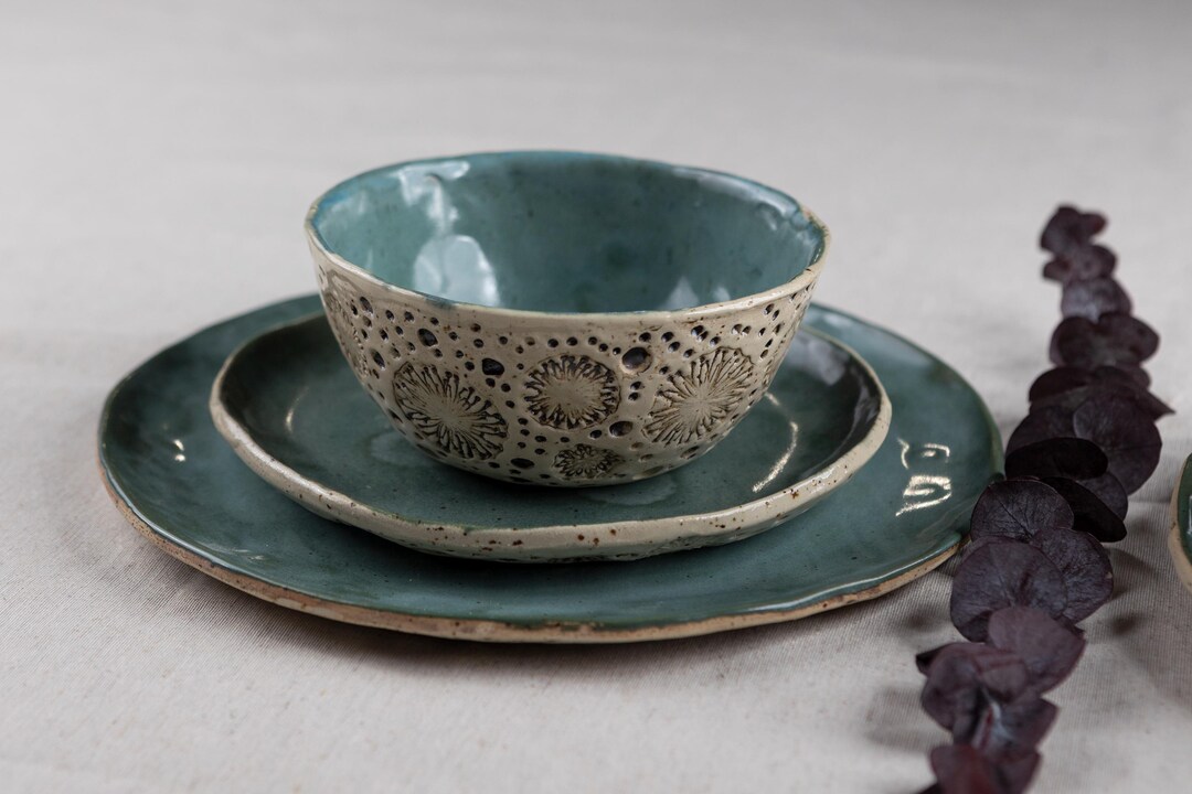 1 Set Handmade Ceramic Dinnerware ,dining Set for 1 Person Pottery ...