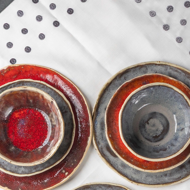 Modern Ceramic Plates Set - Etsy