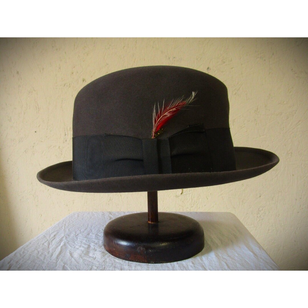 50s Vintage Dobbs Fifth Avenue NY Fedora Size 7 1/4 Slate Gray Fur Felt ...