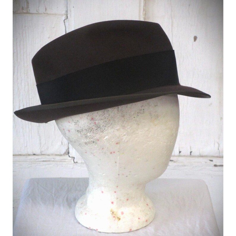 50s Vintage Fedora Stetson Royal De Luxe Size 7 1/8 Brown Fur Felt ...