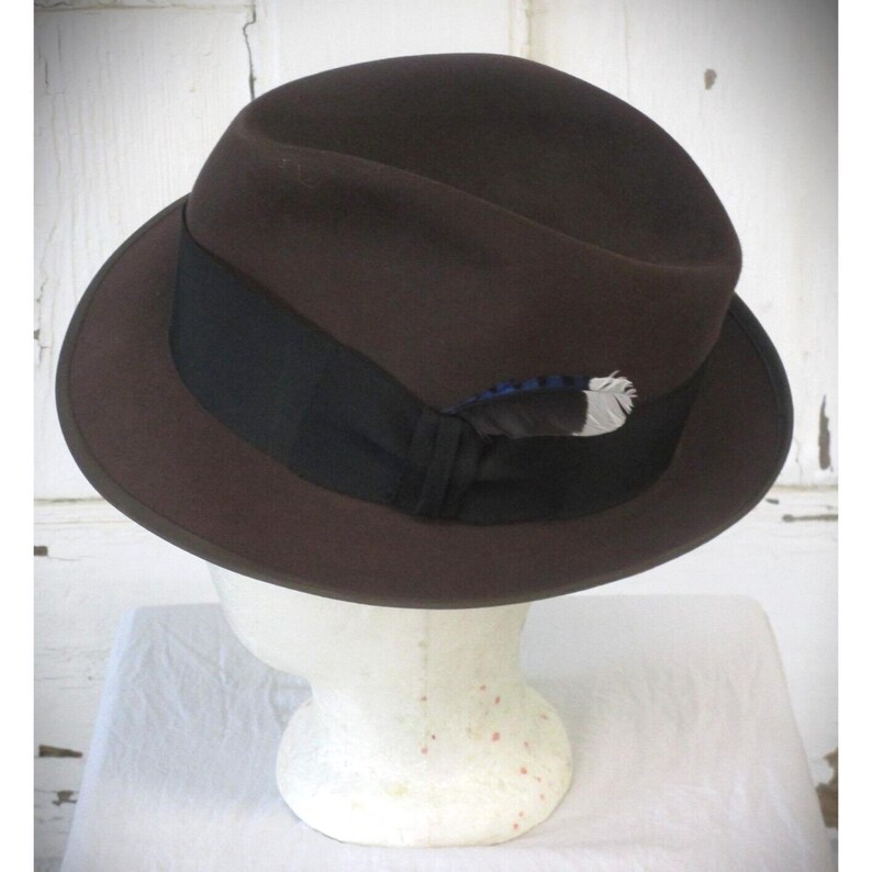 50s Vintage Fedora Stetson Royal De Luxe Size 7 1/8 Brown Fur Felt ...