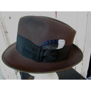 50s Vintage Fedora Stetson Royal De Luxe Size 7 1/8 Brown Fur Felt ...