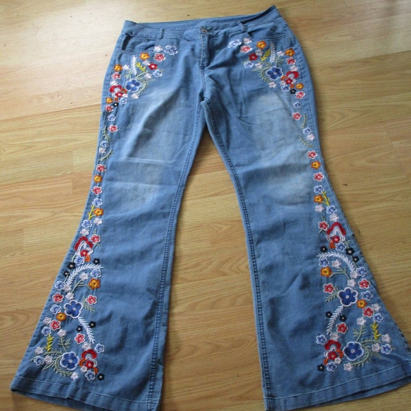 Embroidered Jeans - Etsy