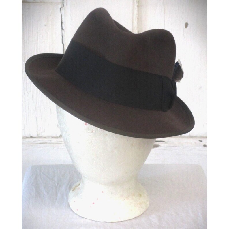 50s Vintage Fedora Stetson Royal De Luxe Size 7 1/8 Brown Fur Felt ...